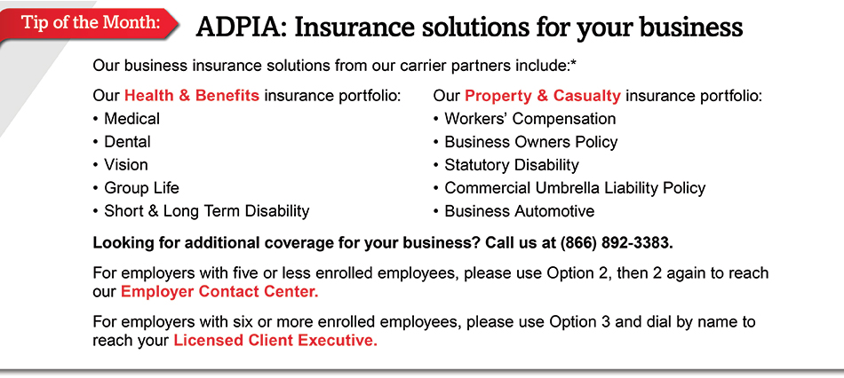 Tip of the Month: ADPIA Insurance solutions for your business